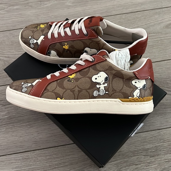 Coach | Shoes | Coach X Peanuts Clip Low Top Sneaker In Signature ...
